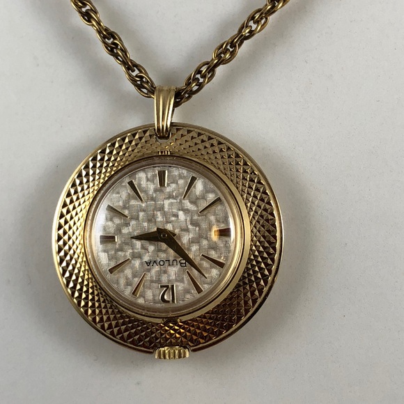 Bulova | Accessories | Vintage Bulova Pendant Necklace Mechanical Watch ...